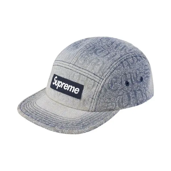 Supreme Stitched Old English Denim Camp Cap - Blue