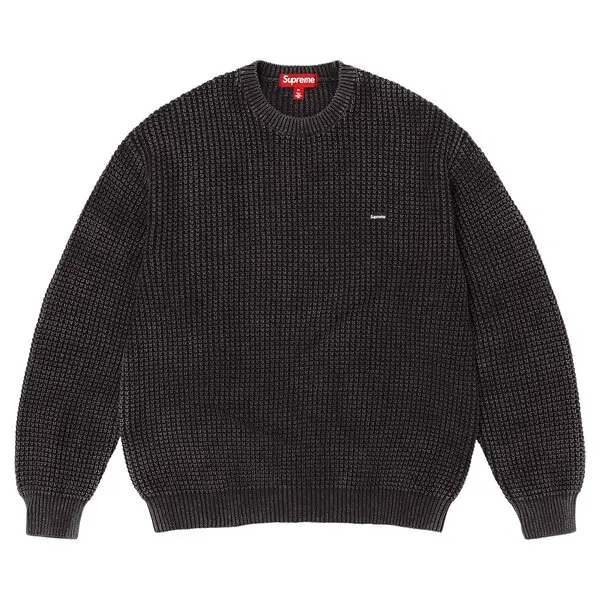 Supreme Washed Small Box Waffle Sweater - Black