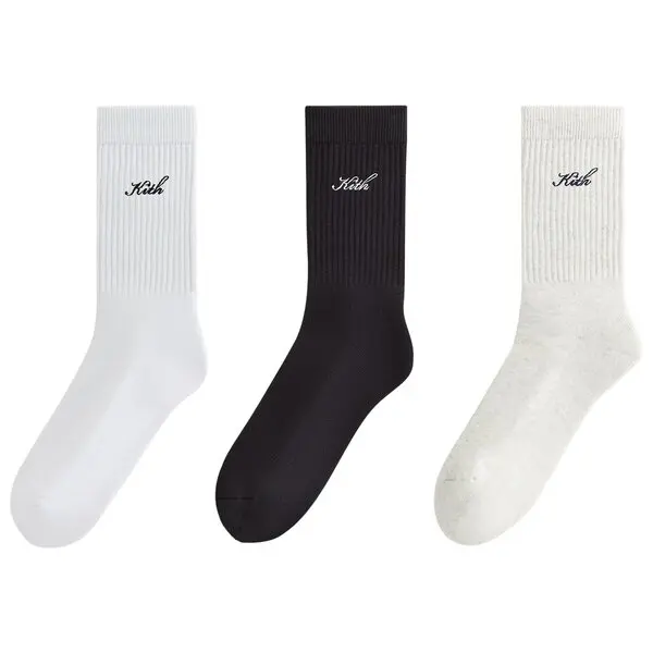 Kith 3-pack Script Cotton Crew Socks - Multicolor