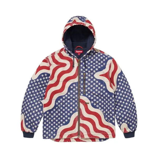 Supreme Flag Quilted Hooded Work Jacket