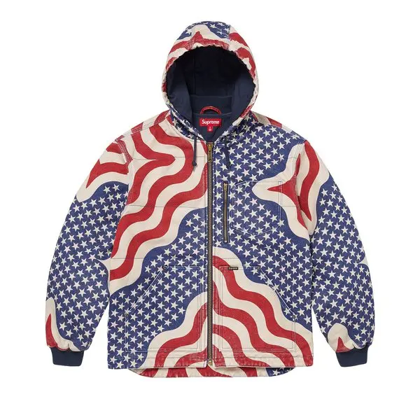 Supreme Flag Quilted Hooded Work Jacket
