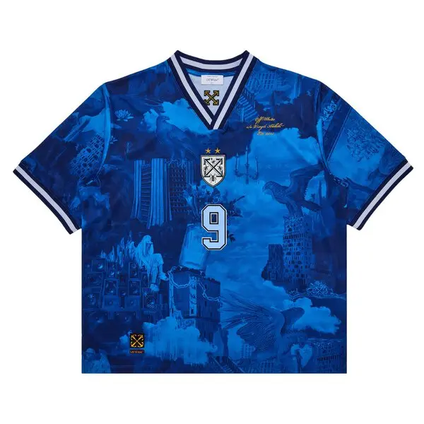 Off-White World Paint Soccer Jersey - Blue