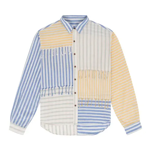 DENIM TEARS Striped Flannel Shirt With Fringe Detailing