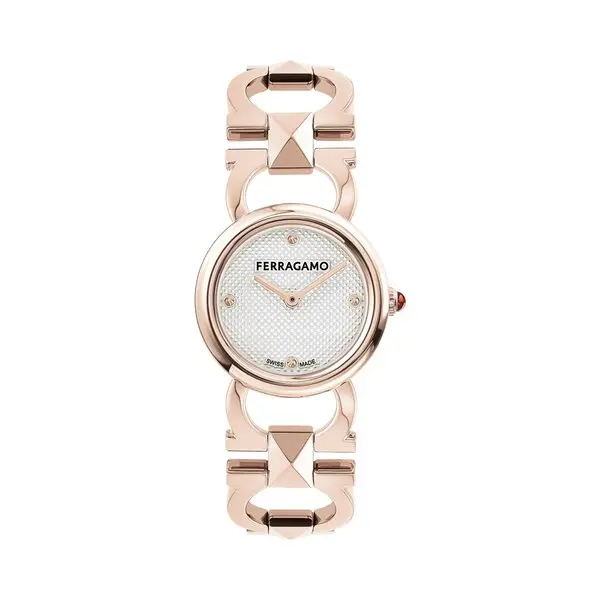 FERRAGAMO Double Gancini Stud Bracelet Watch - Gold