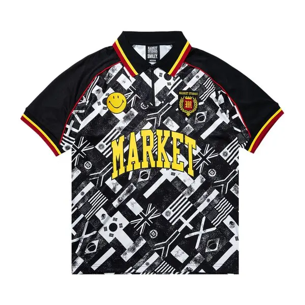 MARKET Smiley International Flags Short-sleeve Soccer Jersey - Black