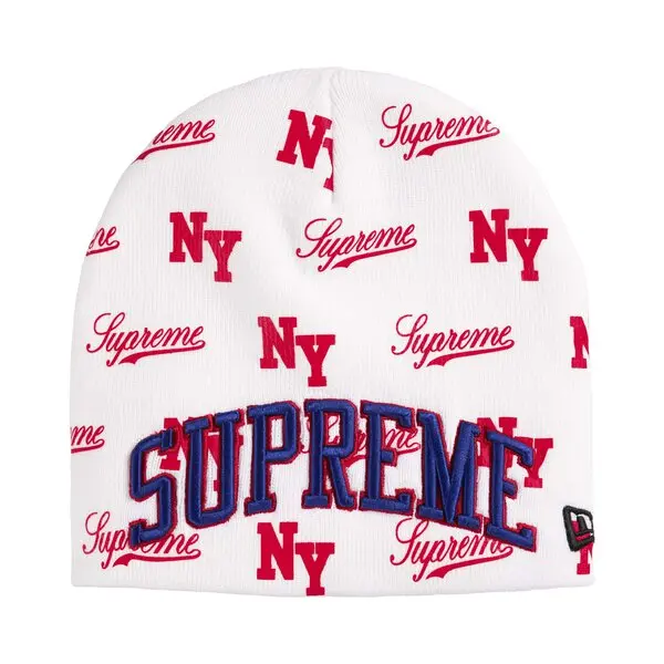 Supreme New Era Monogram Beanie - White