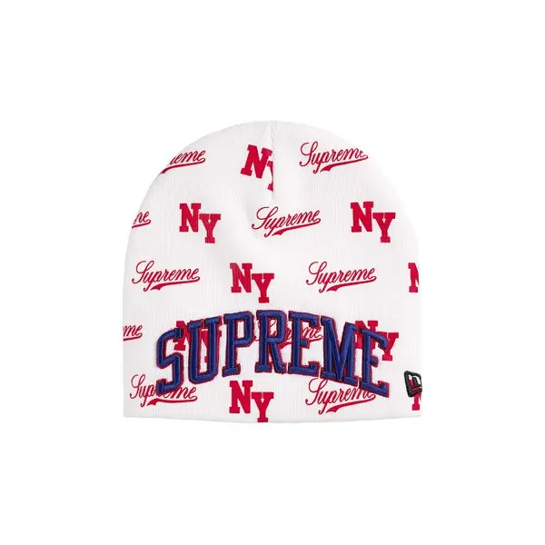 Supreme New Era Monogram Beanie - White