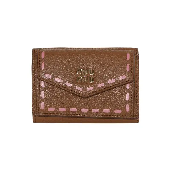 Miu Miu Soft Calf Wallet 'caramel/petalo - Brown