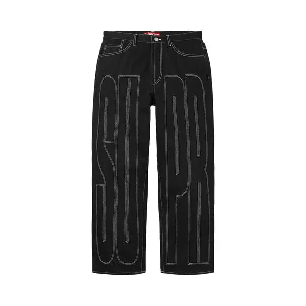 Supreme Inset Spellout Baggy Jean - Black