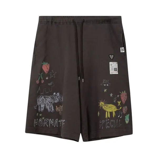 Mihara Yasuhiro Doodle Print Drawstring Shorts - Black