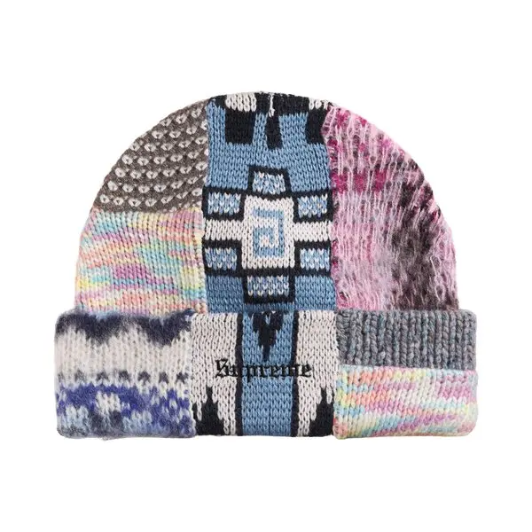Supreme Patchwork Knit Beanie - Blue