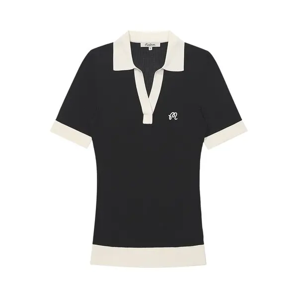 MALBON Melany Polo Shirt Onyx - Black