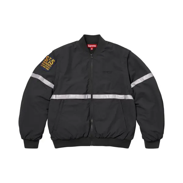 Supreme Zip-off Sleeve Reflective Stripe Jacket - Black