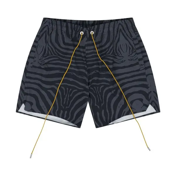 Rhude Zebra Print Swim Trunks - Black