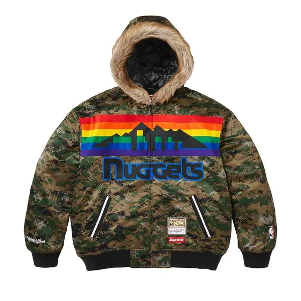 Supreme X Mitchell & Ness Teams Hooded Satin Varsity Jacket 'digi Camo