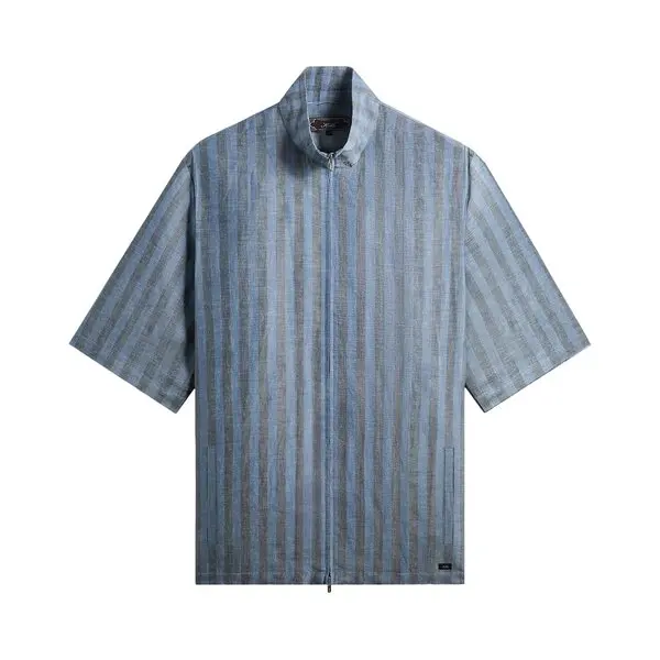 Kith Spun Silk Linen Stripe Colton Zip Front Shirt