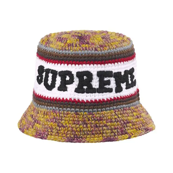 Supreme Knit Logo Bucket Hat - Yellow