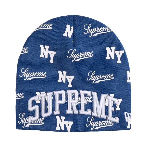Supreme New Era Monogram Beanie - Blue