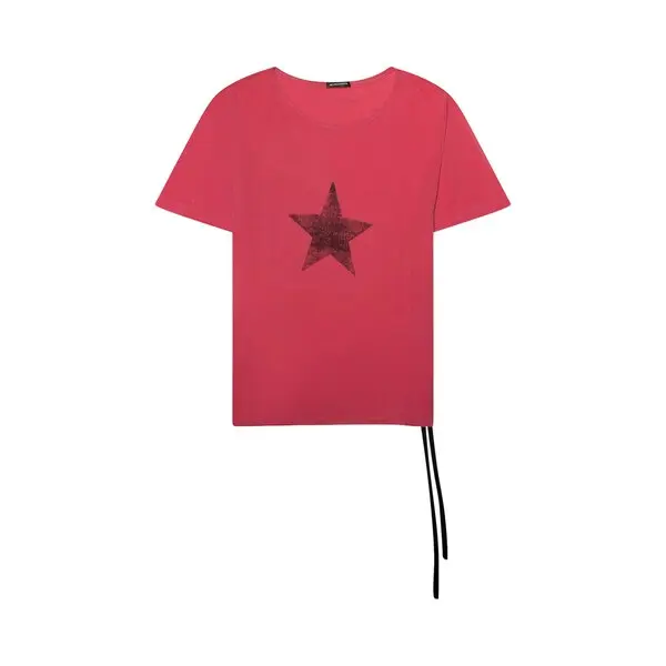 ANN DEMEULEMEESTER Cropped T-shirt With Star Graphic And Drawstring Detail