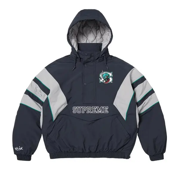 Supreme X Salem Half Zip Stadium Jacket - Blue