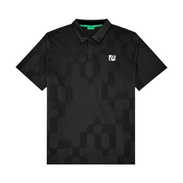 MALBON Performance Mesh Paneled Polo Shirt - Black