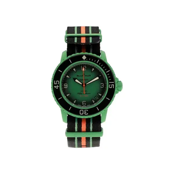 SWATCH X Blancpain Scuba Fifty Fathoms 'indian Ocean' Water Resistant Watch - Green