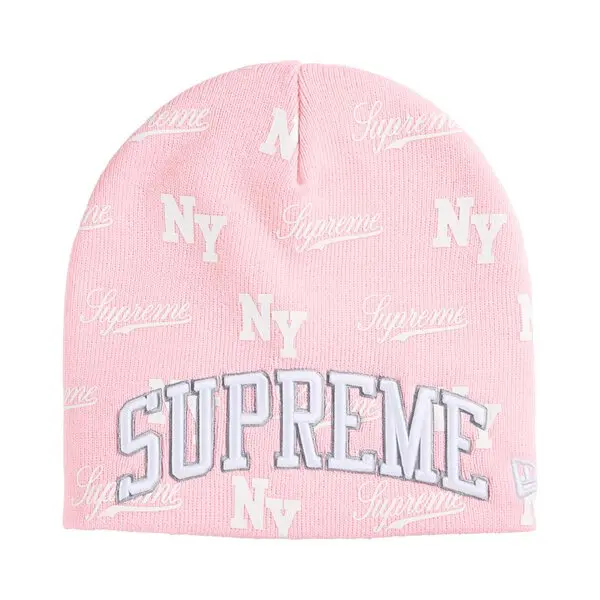 Supreme New Era Monogram Beanie - Pink