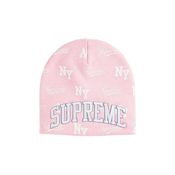 Supreme New Era Monogram Beanie - Pink