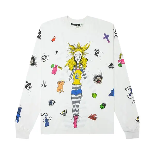 HELLSTAR Down The Paradise Path' Long-sleeve Graphic T-shirt - White