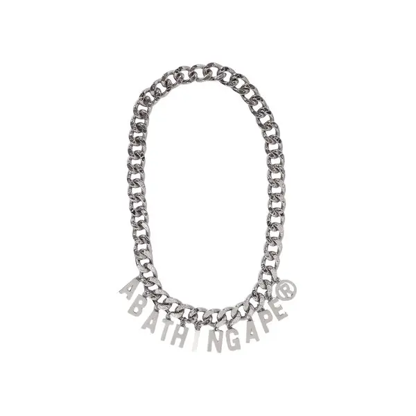 A BATHING APE Line Camo Debossed Chain Necklace - Grey