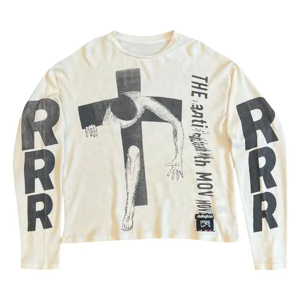 RIVINGTON ROI REBIS Graphic Long Sleeve Thermal Tee - White