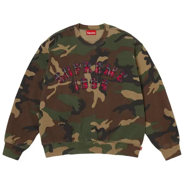 Supreme Plaid Arc Crewneck Sweatshirt - Brown