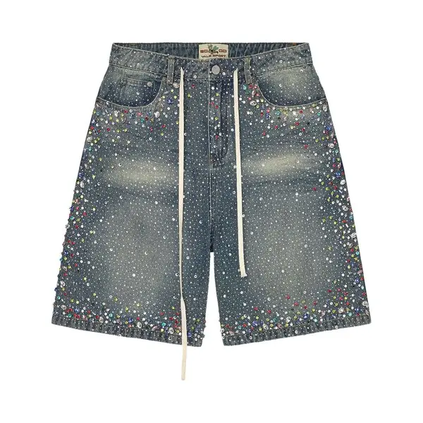 VALE FOREVER Embellished Denim Jorts - Blue