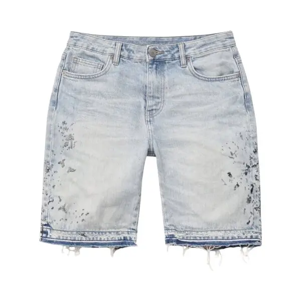 PURPLE BRAND Distressed Denim Beaded Splatter Shorts