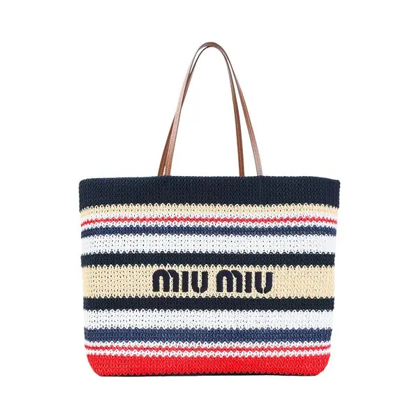 Miu Miu Tessuto Striped Tote Bag