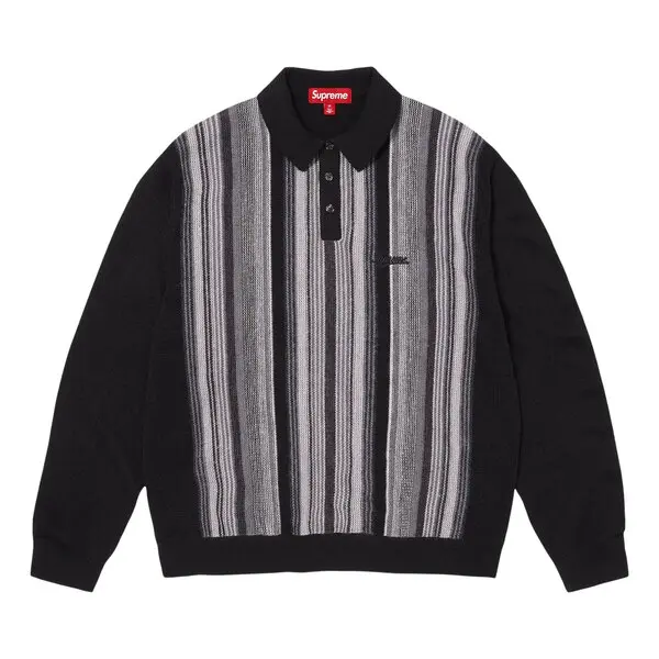 Supreme Multi Stripe Polo Sweater - Black