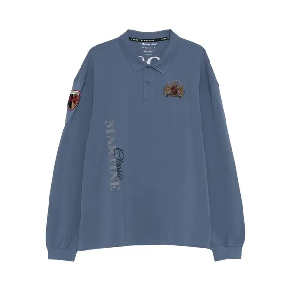 Martine Rose Long Sleeve Polo With Crest Detail