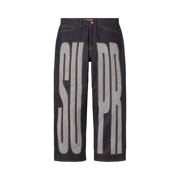 Supreme Inset Spellout Baggy Jean Rigid Indigo - Black