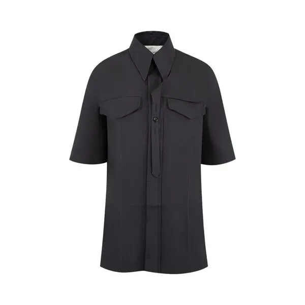 Bottega Veneta Wool Silk Toile Shirt - Blue