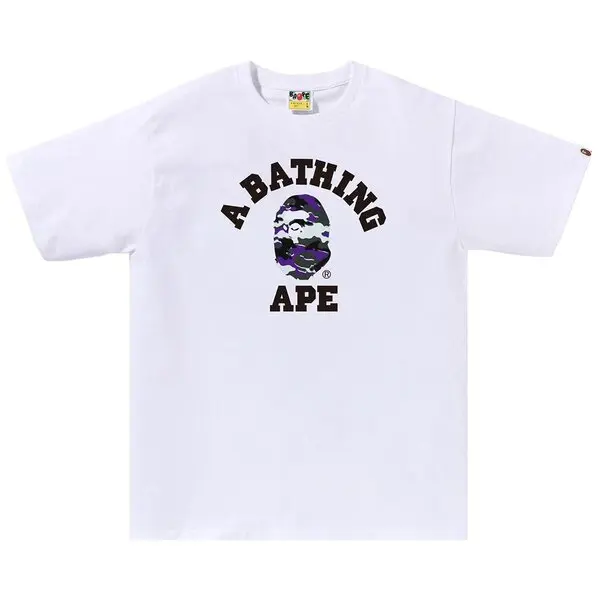 A BATHING APE Woodland Camo College T-shirt - White