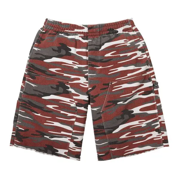 Supreme Double Knee Painter Sweatshort Camouflage - Red