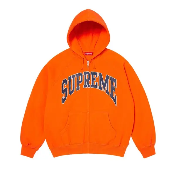 Supreme Cracked Raglan Zip Up Hooded Sweatshirt - Orange