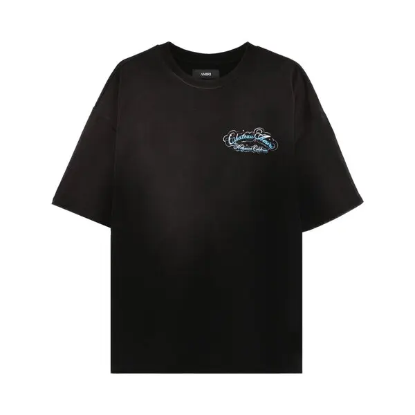 Amiri Crystal Chateau Script Oversized Tee - Black