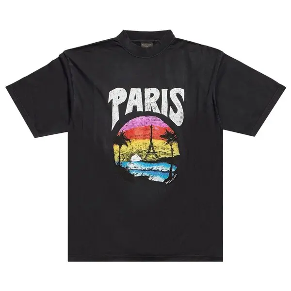Balenciaga Tropical Print T-shirt - Black