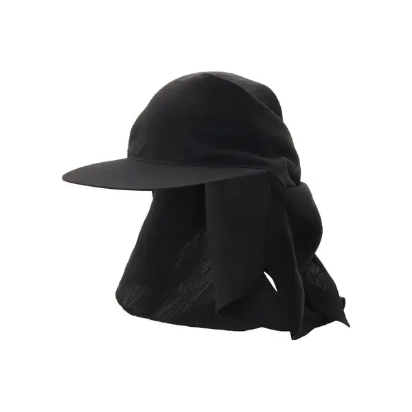 Yohji Yamamoto High D Linen Bandana Cap - Black