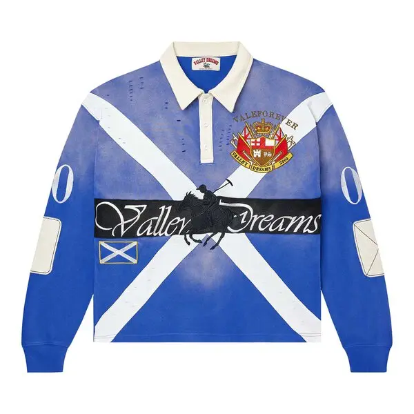 VALE FOREVER Rugby Long Sleeve Polo - Blue