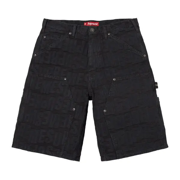 Supreme Repeat Jacquard Double Knee Denim Short - Black