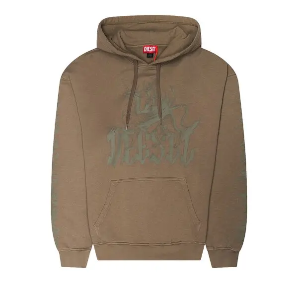 DIESEL® Treated Cotton Logo Print Hoodie