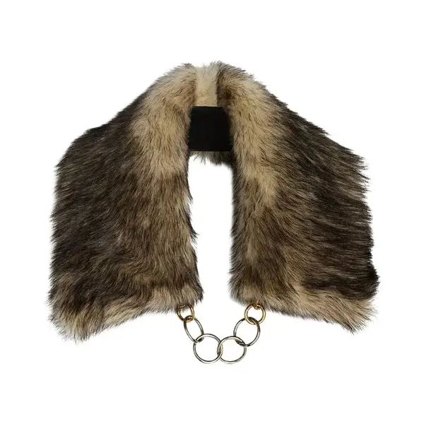 JIL SANDER Long Hai Shearling Collar - Brown