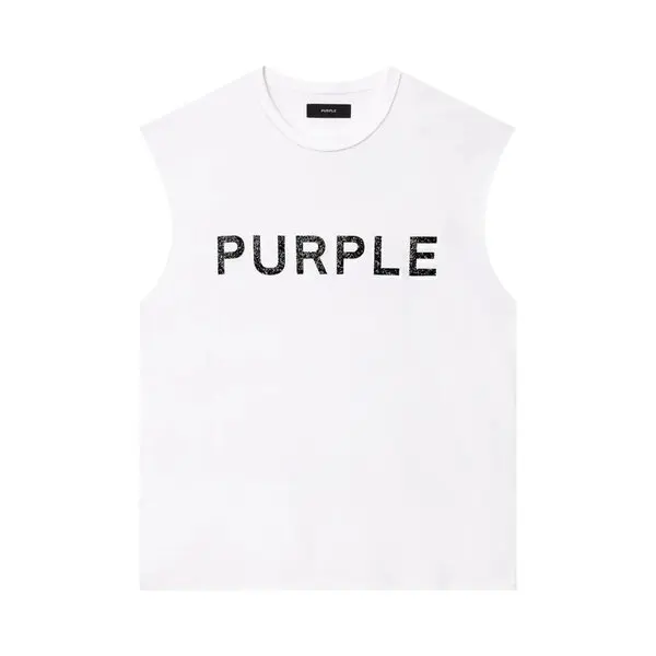 PURPLE BRAND Textured Sleeveless Tee - White
